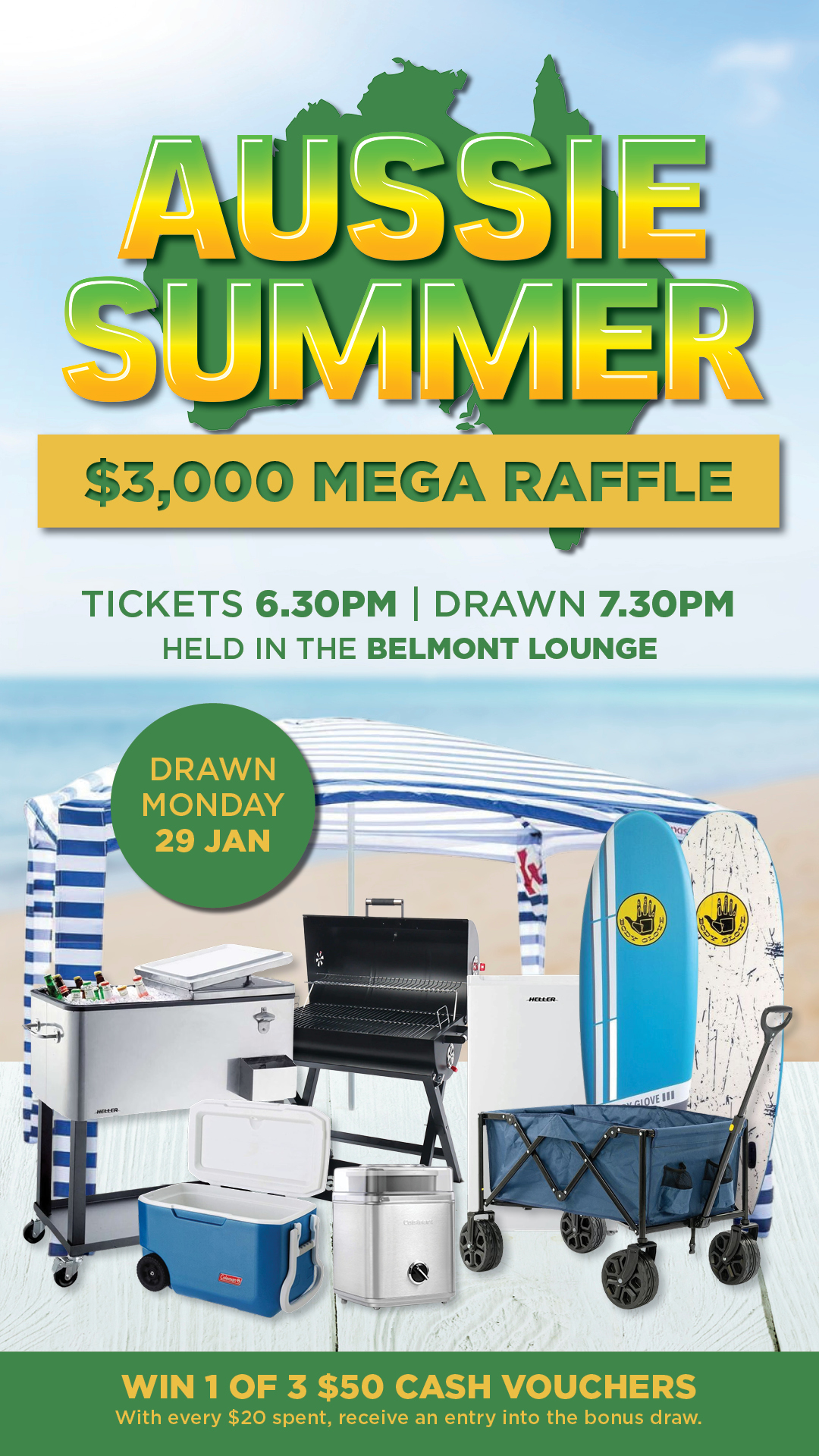 AUSSIE SUMMER $3,000 Mega Raffle - Merrylands RSL