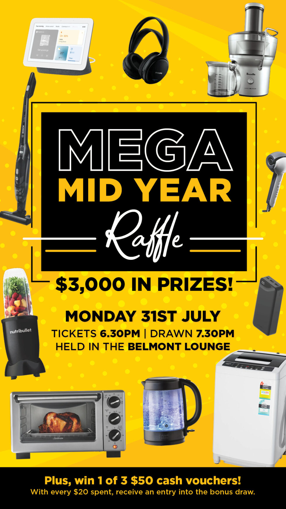$3,000 Mega Mid Year Raffle - Merrylands RSL