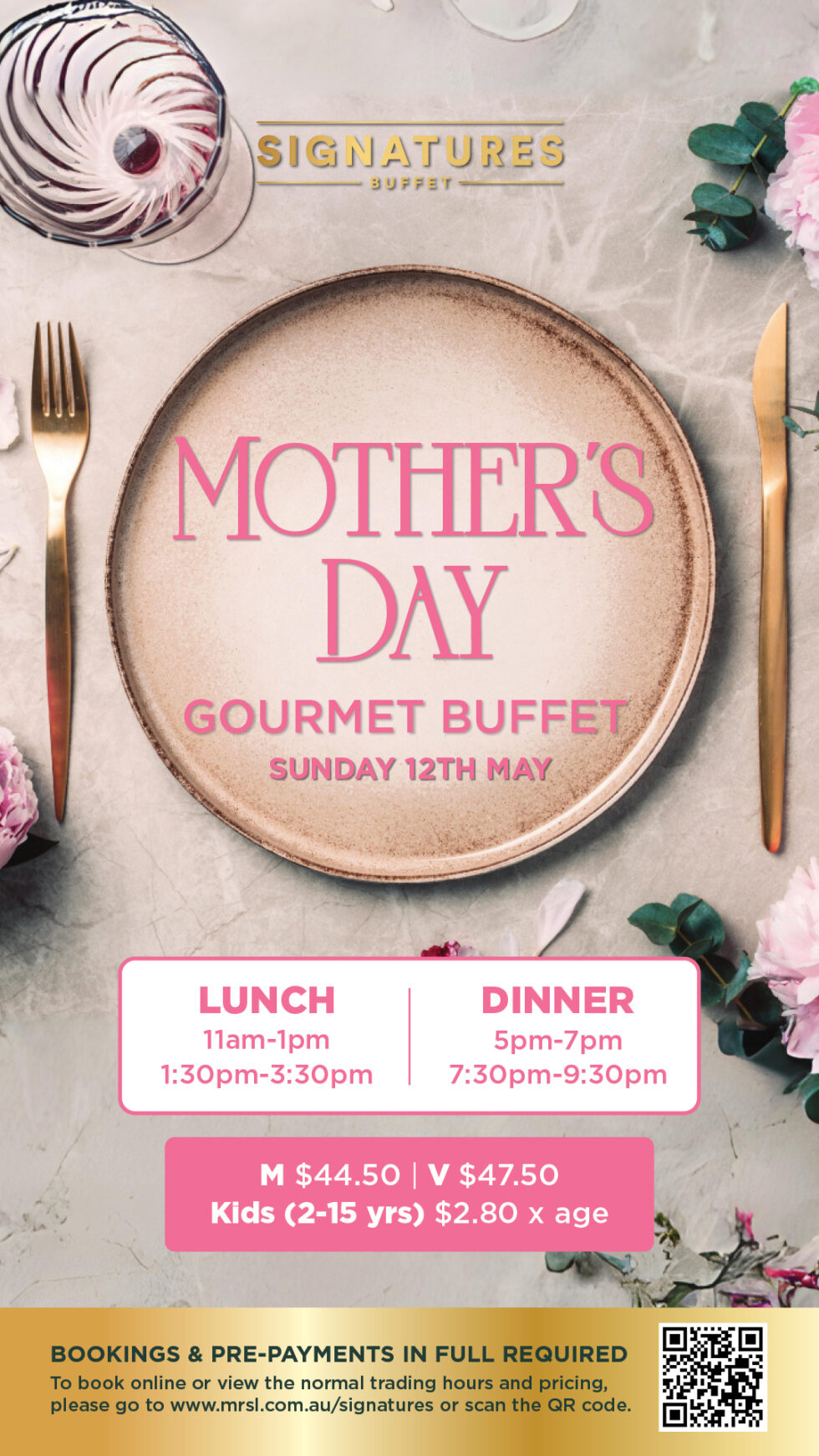 Signatures Buffet: Mother's Day Gourmet Buffet - Merrylands RSL