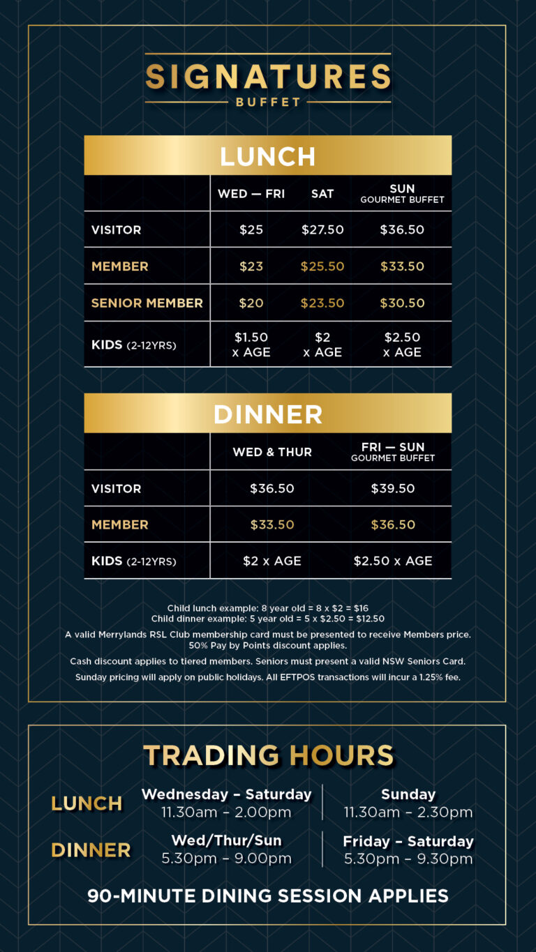 Signatures Buffet | Merrylands RSL